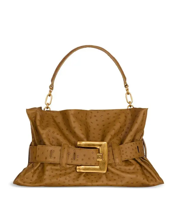 Balmain Medium Anthem Leather Shoulder Bag - Brown
