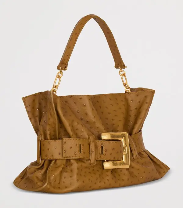 Balmain Medium Anthem Leather Shoulder Bag - Brown