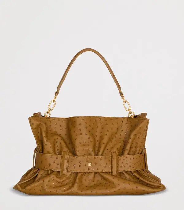 Balmain Medium Anthem Leather Shoulder Bag - Brown