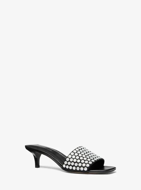 Michael Kors Merriam Studded Kitten Heel Sandal - Black