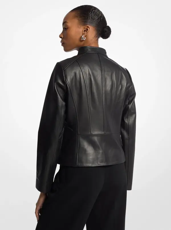 Michael Kors Leather Zip-up Jacket
