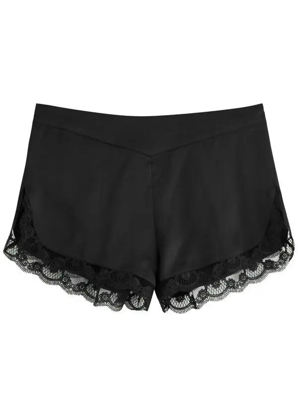 Simone Perele Love Me Lace-trim Silk-satin Pyjama Shorts - Black