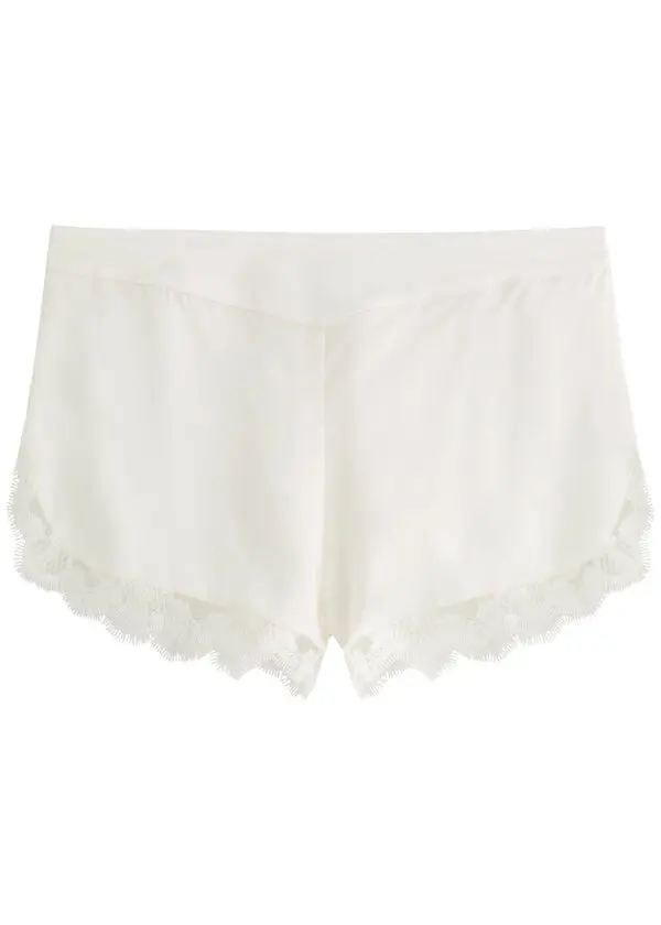 Simone Perele Love Me Lace-trim Silk-satin Pyjama Shorts - Ivory