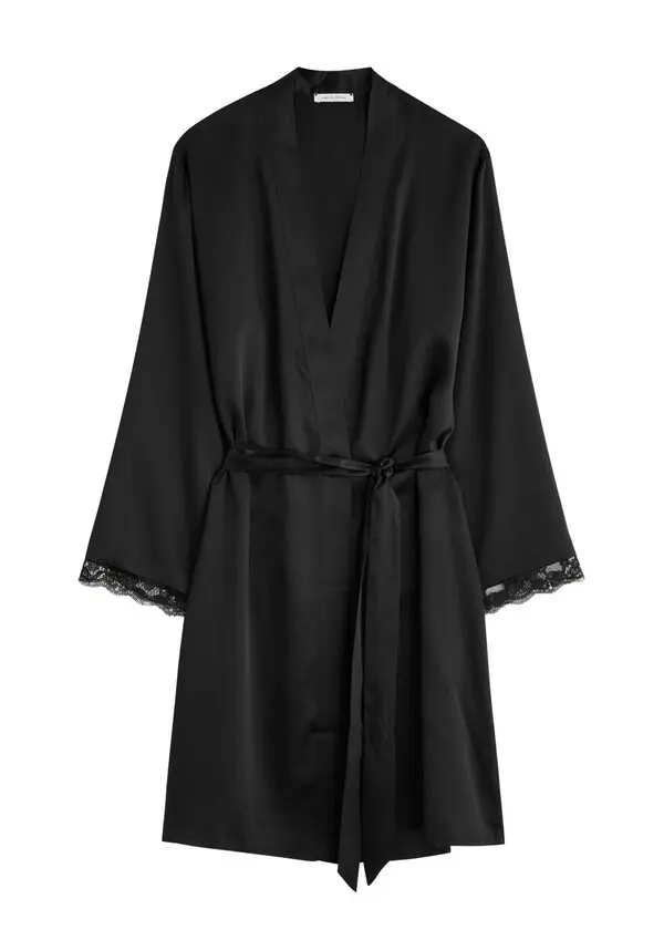 Simone Perele Love Me Silk-satin Robe - Black