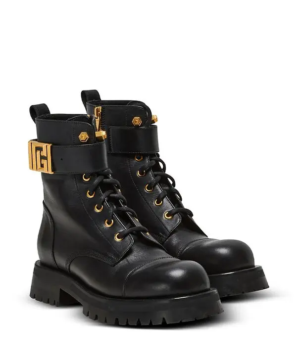 Balmain Charlie Leather Ranger Boots In Black Editorialist