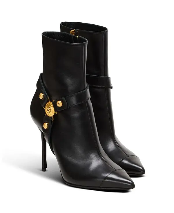 Balmain Heeled Calfskin Ankle Boots Black Editorialist