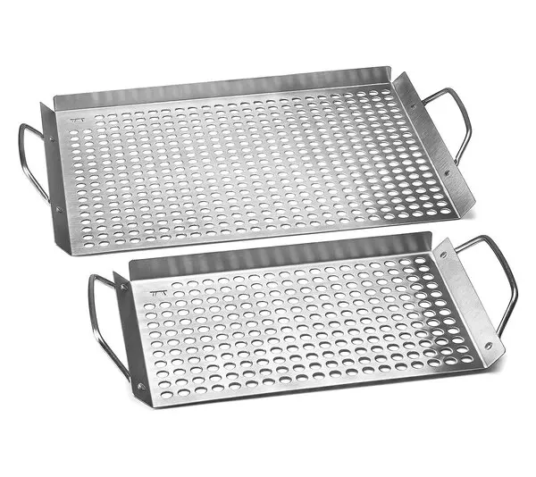 OUTSET Stainless Steel Grill Grid, Set Of 2 - Silver