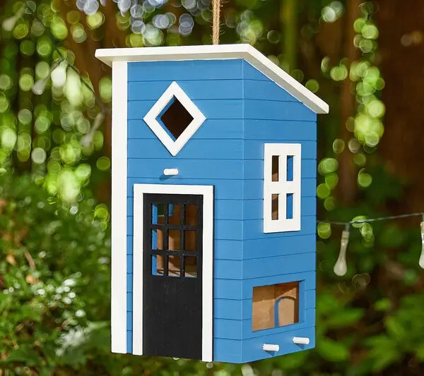GLITZHOME 14' Modern Blue Solid Wood Outdoor Ga Rden Birdhouse - One-color