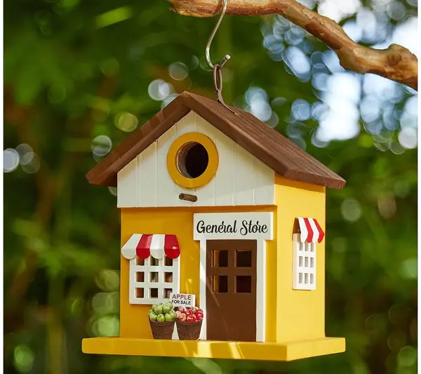 GLITZHOME 10' Modern Wood General Store Decorat Ive Birdhouse - One-color