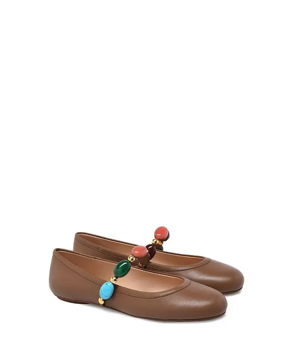 GIANVITO ROSSI Shanti Mary Jane Ballerina - Brown Leather