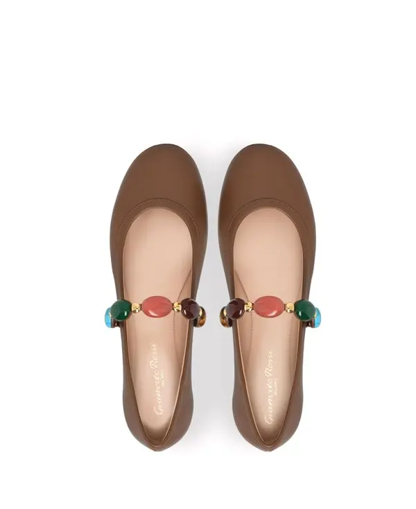 GIANVITO ROSSI Shanti Mary Jane Ballerina - Brown Leather