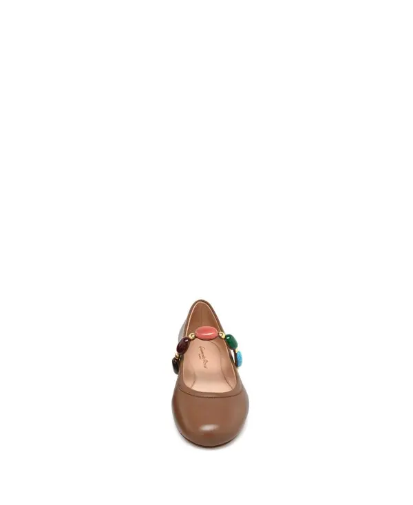 GIANVITO ROSSI Shanti Mary Jane Ballerina - Brown Leather