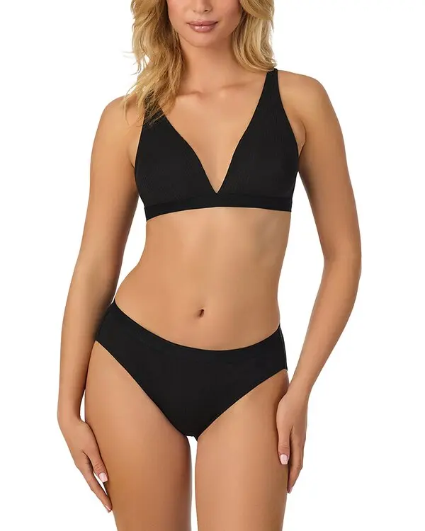 ON GOSSAMER Cabana Cotton Rib Plunge Bralette - Black