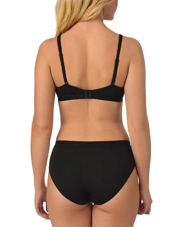 ON GOSSAMER Cabana Cotton Rib Plunge Bralette - Black