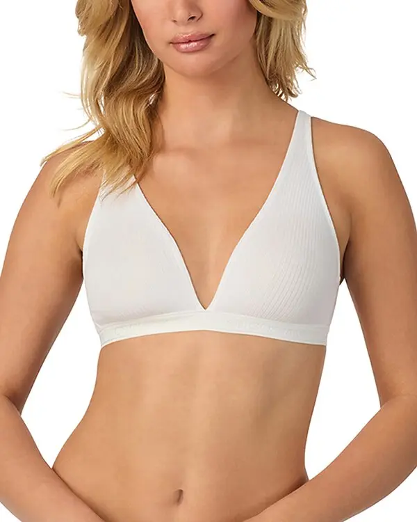 ON GOSSAMER Cabana Cotton Rib Plunge Bralette - White