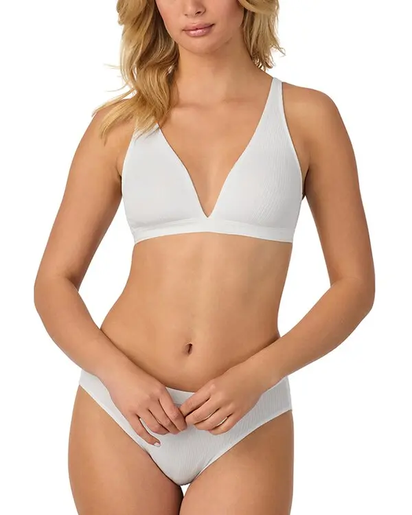 ON GOSSAMER Cabana Cotton Rib Plunge Bralette - White