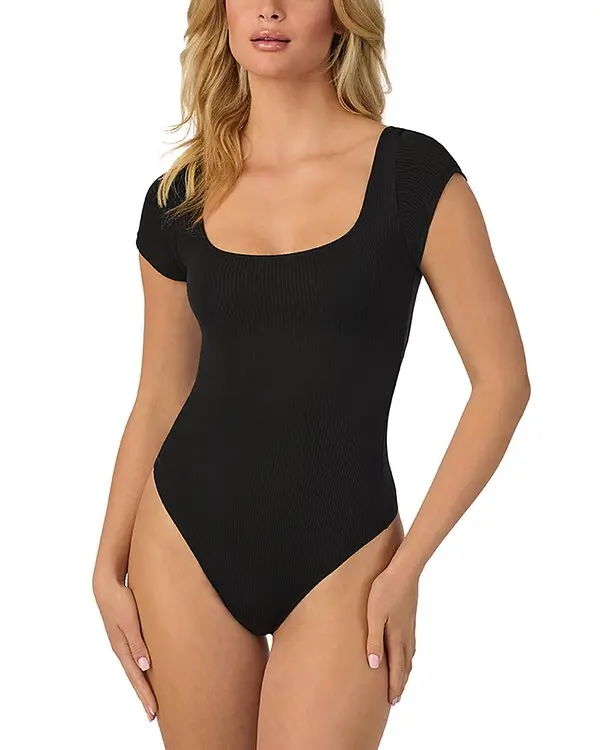ON GOSSAMER Cotton Rib Bodysuit - Black