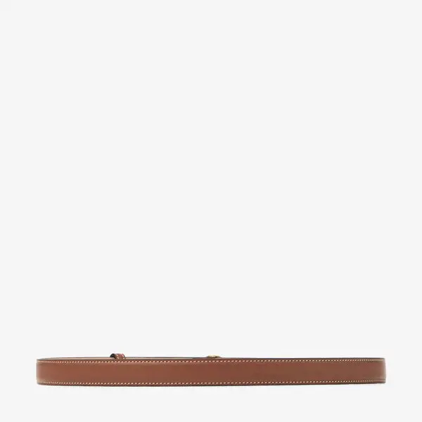 JIMMY CHOO Diamond Clasp Calf Leather Belt - Tan/ecru/gold