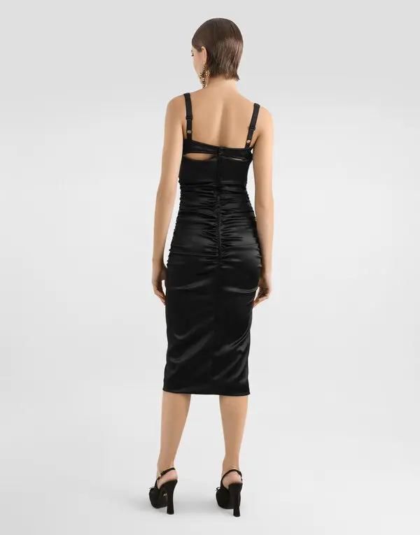 Dolce & Gabbana Draped Calf-length Dress With Bra-style Detailing