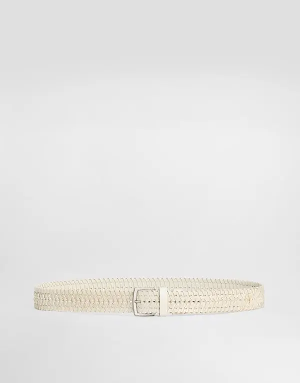 Dolce & Gabbana Woven Leather Belt - Beige