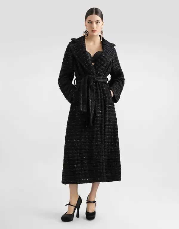 Dolce & Gabbana Tweed Coat With Micro-sequin Embellishment