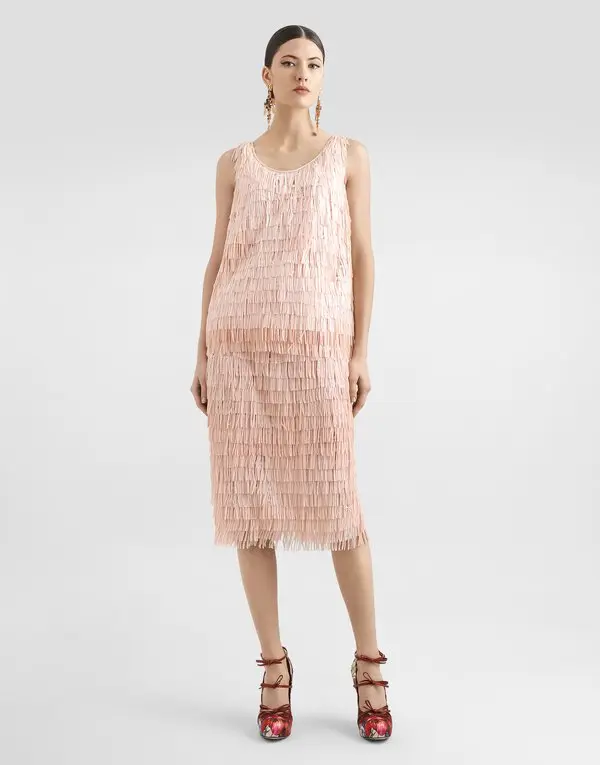 Dolce & Gabbana Sequined Fringe Embellished Skirt - Pink