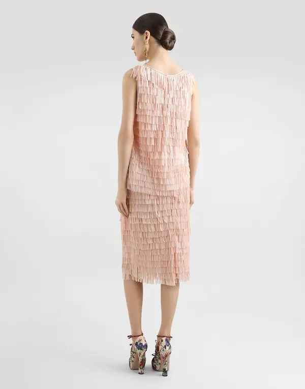 Dolce & Gabbana Sequined Fringe Embellished Skirt - Pink