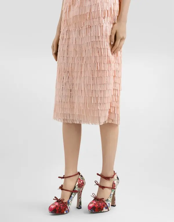 Dolce & Gabbana Sequined Fringe Embellished Skirt - Pink