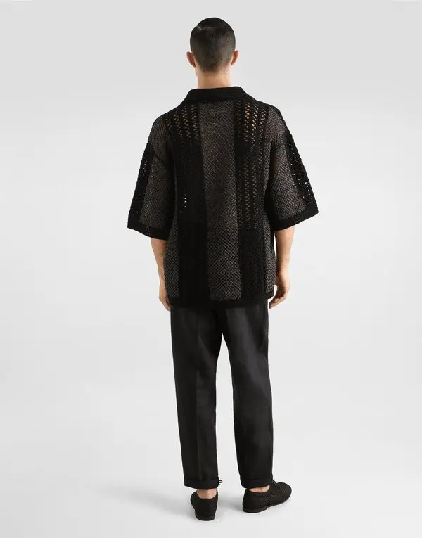 Dolce & Gabbana Short-sleeved Cotton Crochet Polo-shirt