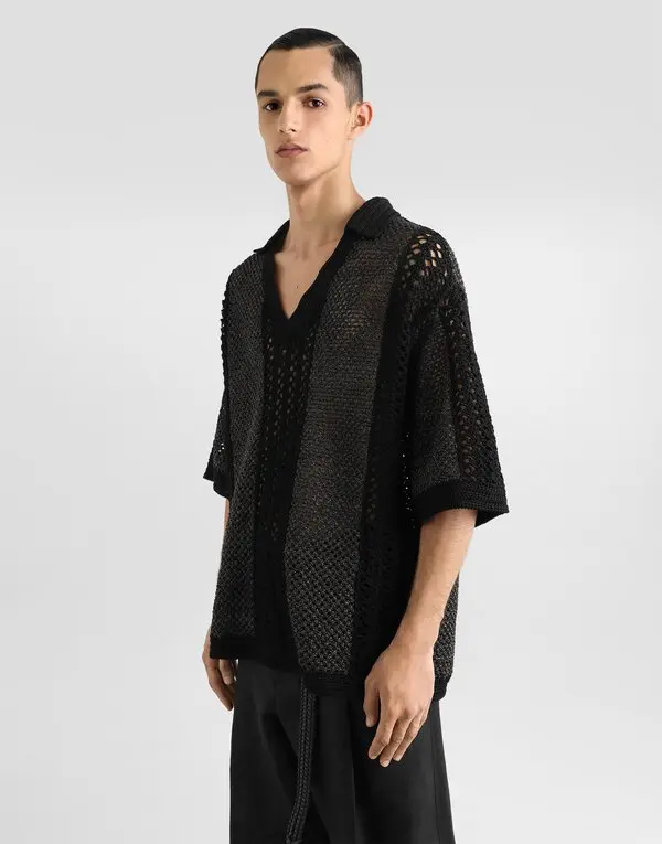 Dolce & Gabbana Short-sleeved Cotton Crochet Polo-shirt
