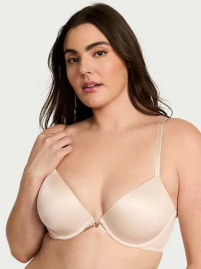 Victoria's Secret Very Sexy Logo Shine Strap Lightly Lined Low-cut Demi Bra - Beige