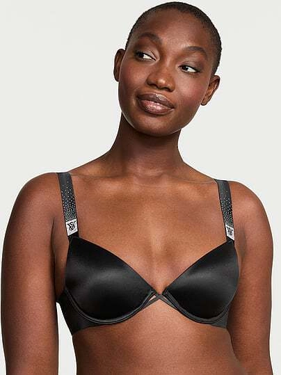 Victoria's Secret Very Sexy Logo Shine Strap Lightly Lined Low-cut Demi Bra - Black