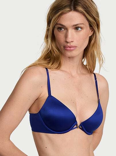 Victoria's Secret Very Sexy Rose Lace Lightly Lined Plunge Demi Bra - Blue
