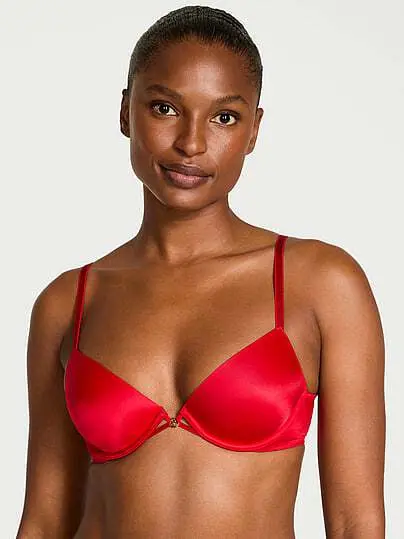 Victoria's Secret Very Sexy Rose Lace Lightly Lined Plunge Demi Bra - Red