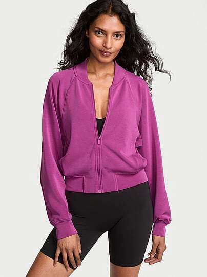 Victoria's Secret Vsx Featherweight Knit Full-zip Jacket - Purple