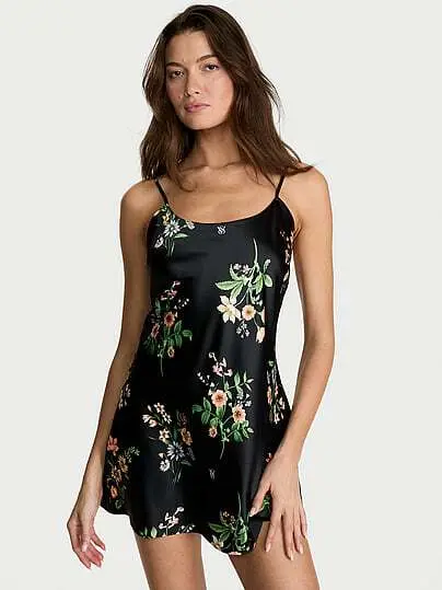 Victoria's Secret Heritage Stripe Satin Mini Slip - Floral