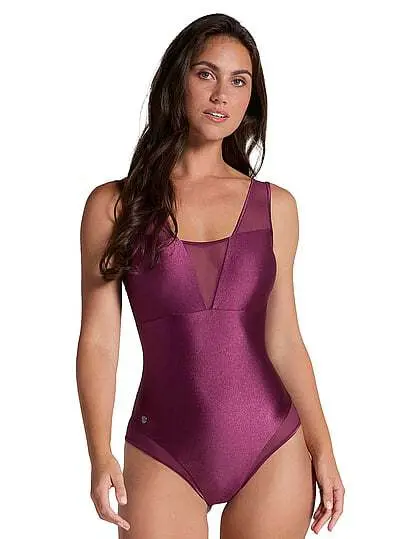 Victoria's Secret Leonisa Sheer Plunge One-piece Swimsuit - Purple
