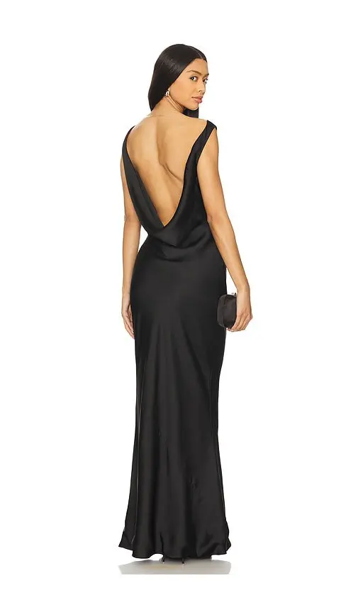Norma Kamali Sleeveless Low Back Drape Gown - Black