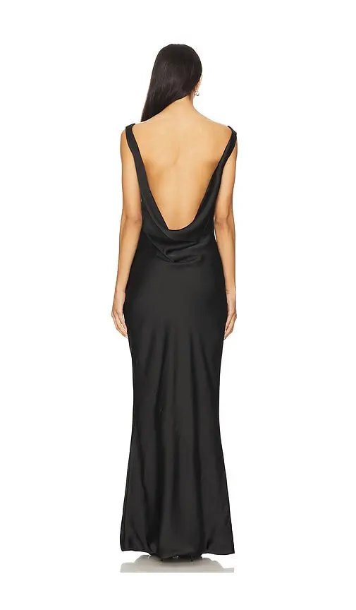 Norma Kamali Sleeveless Low Back Drape Gown - Black