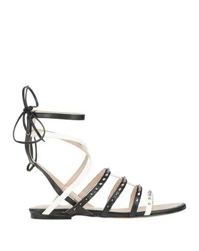 MANILA GRACE Leather Gladiator Sandals - Black
