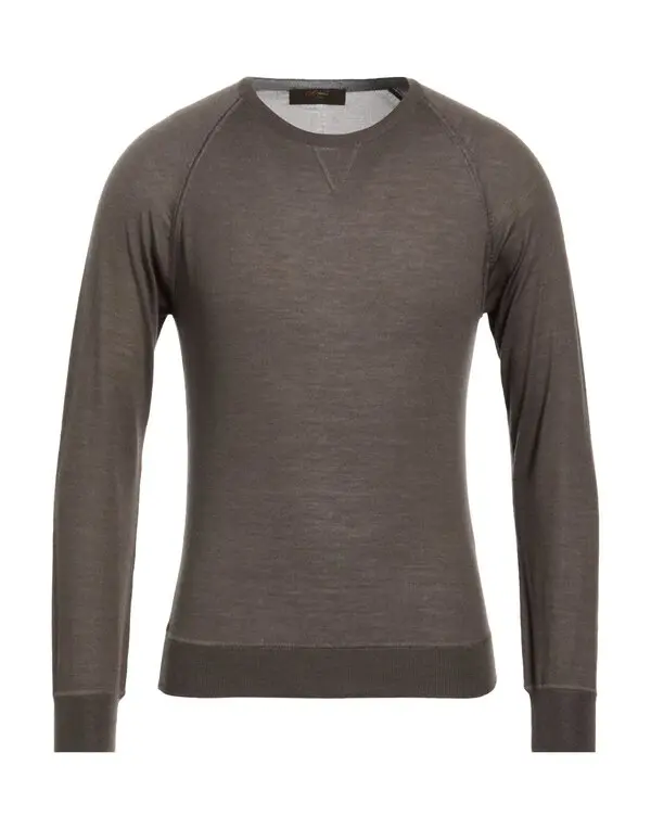MOORER Wool, Silk, And Cashmere Crewneck Sweater - Taupe