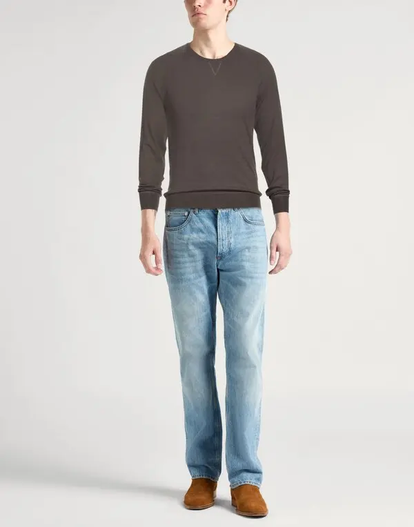 MOORER Wool, Silk, And Cashmere Crewneck Sweater - Taupe