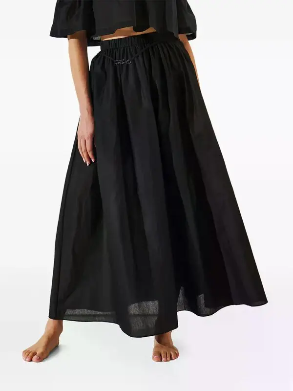 Karl Lagerfeld Dna Sheer Long Beach Skirt - Black