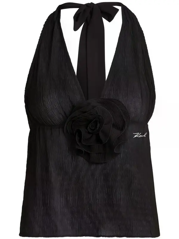 Karl Lagerfeld Dna Flower Plissé Top