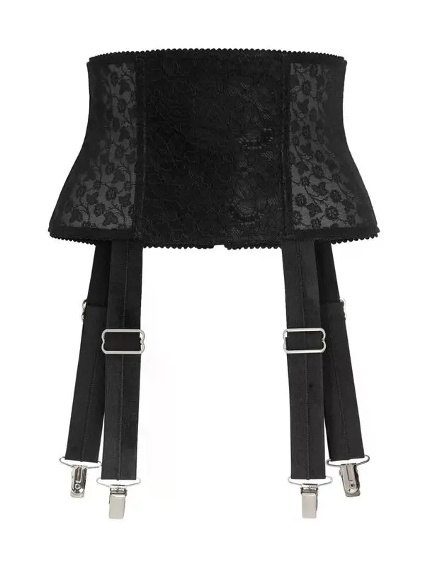 Dolce & Gabbana Lace Appliqué Suspender Belt - Black