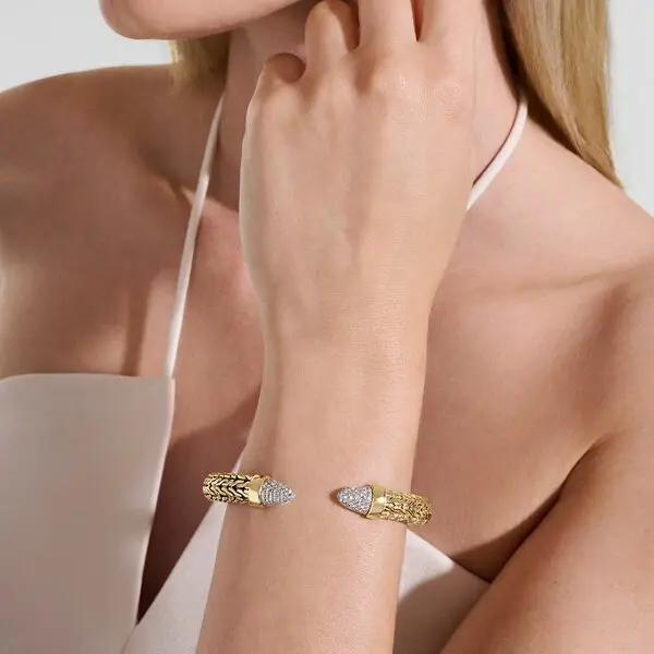 John Hardy Spear Diamond Flex Cuff - Gold