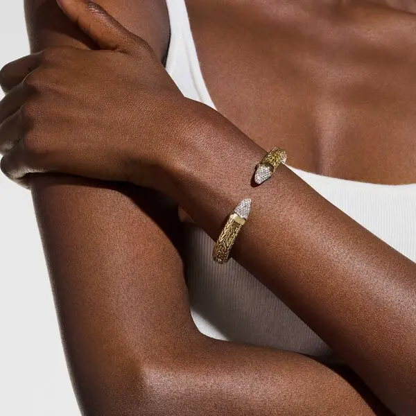 John Hardy Spear Diamond Flex Cuff - Gold