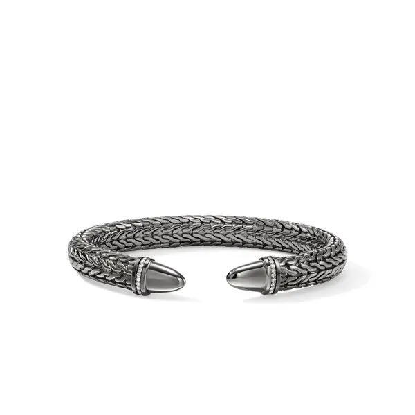John Hardy Spear Dark Diamond Flex Cuff - Silver