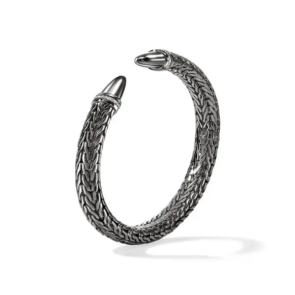 John Hardy Spear Flex Cuff With Dark Diamonds