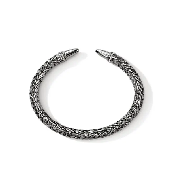 John Hardy Spear Flex Cuff With Dark Diamonds